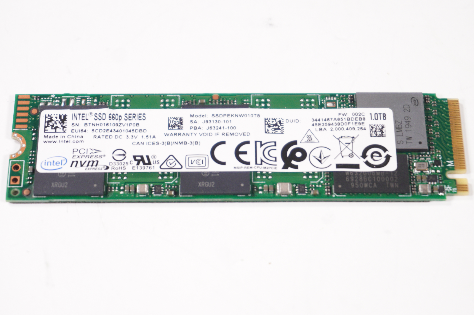 Intel 660P Series 1TB M.2 NVMe SSD (SSDPEKNW010T8) - Hard Drives & USB ...