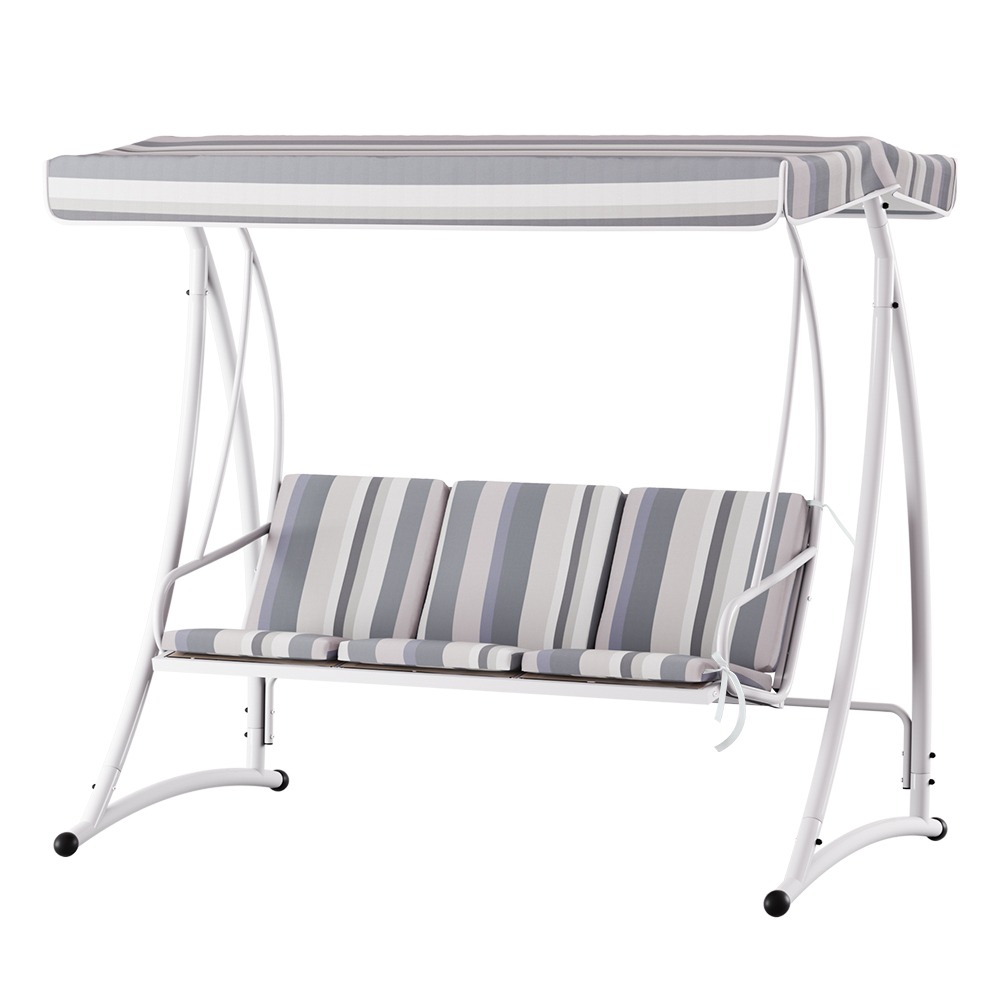 Outdoor Swing Chair Garden Bench Furniture Canopy 3 Seater White Grey ...