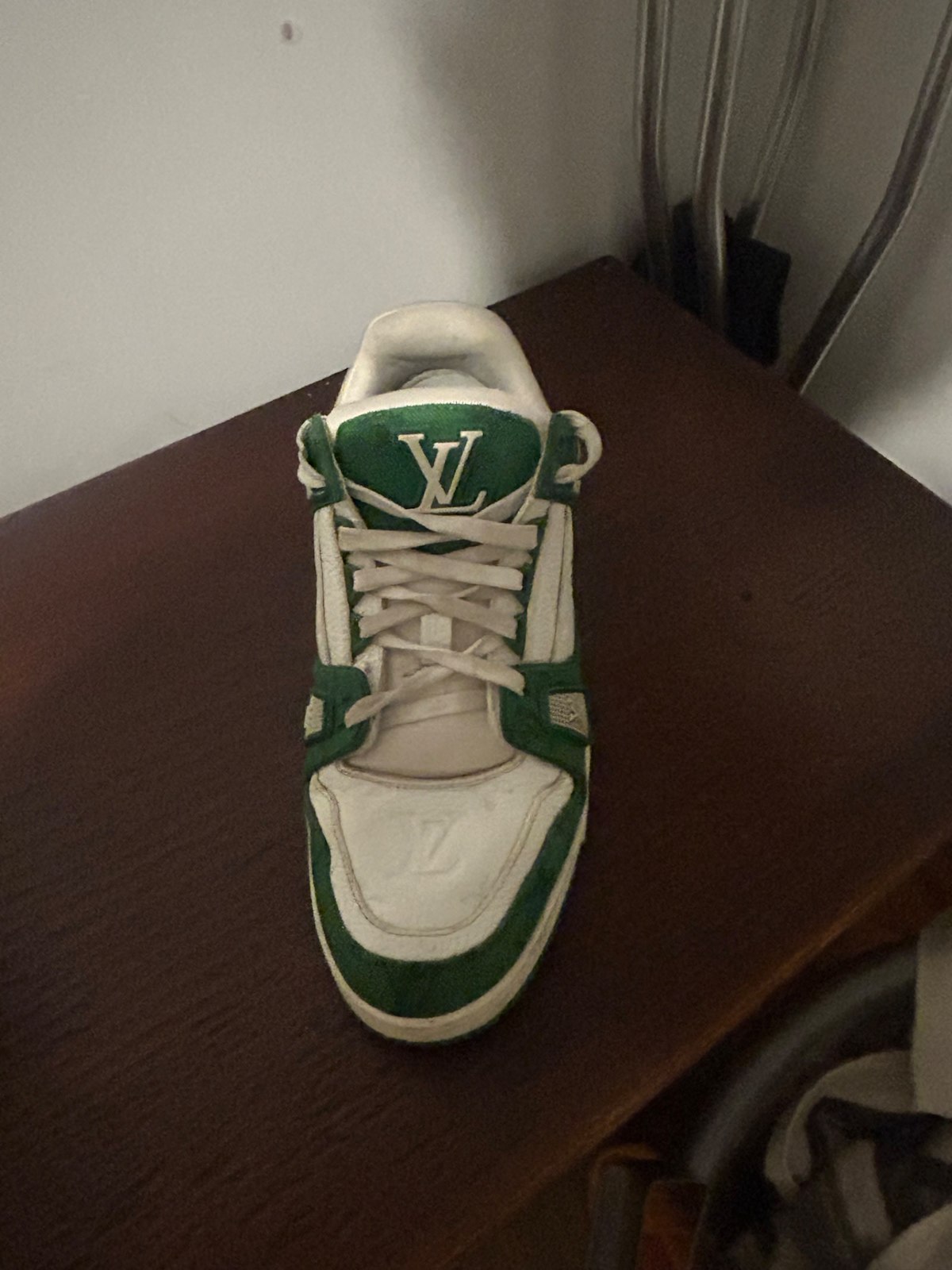 Louis Vuitton LV Trainers White with Green Monogram - Men's Shoes in ...