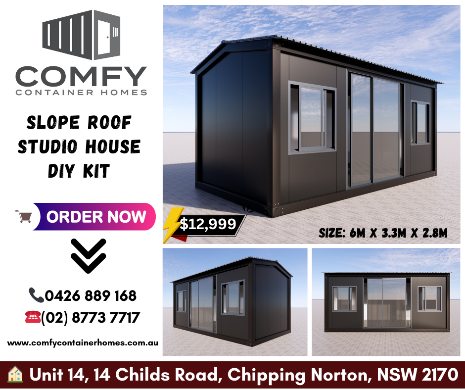 Want a Durable & Affordable Tiny Home? Slope Roof Container DIY Kit ...