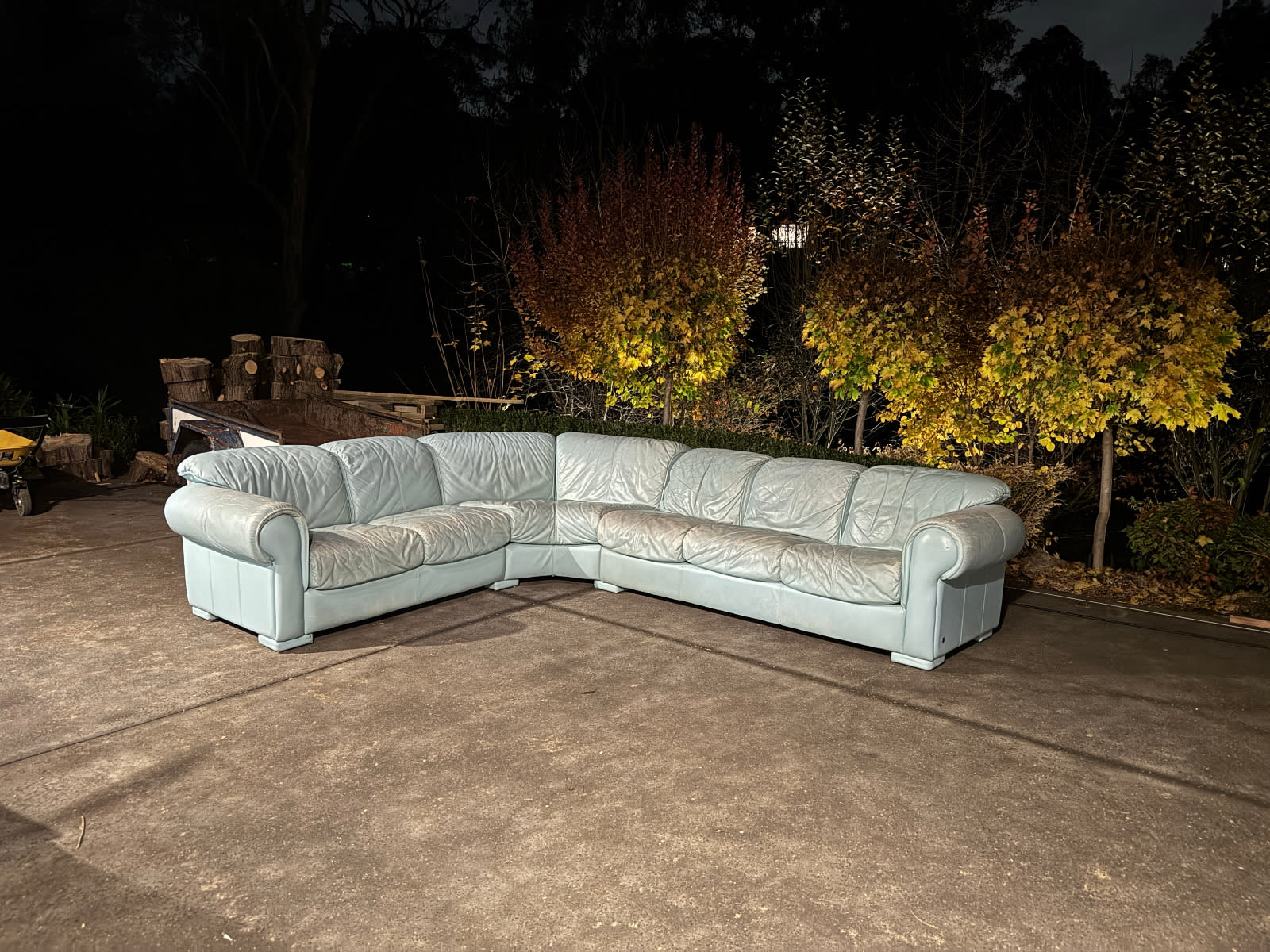 7 seat leather sofa lounge couch w corner, suit home theatre or rumpus ...