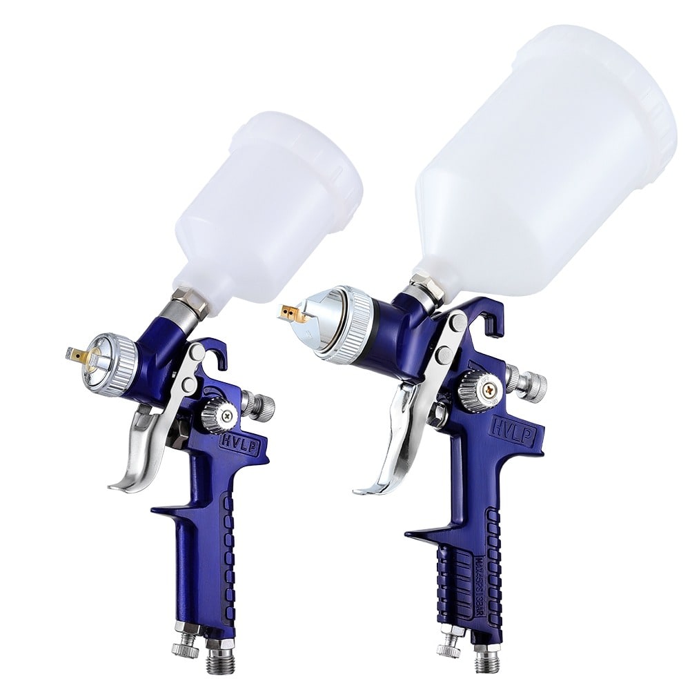 2PC HVLP Spray Gun Paint Gun Gravity Feed 0.8mm 1.4,mm Nozzles Include ...