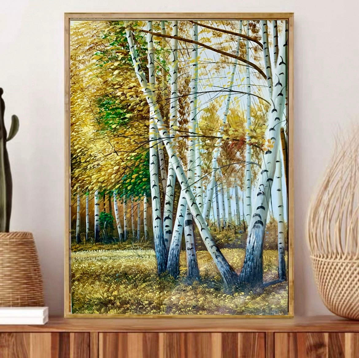 Birch trees- hand painted oil painting with frame - Art in Cherrybrook ...