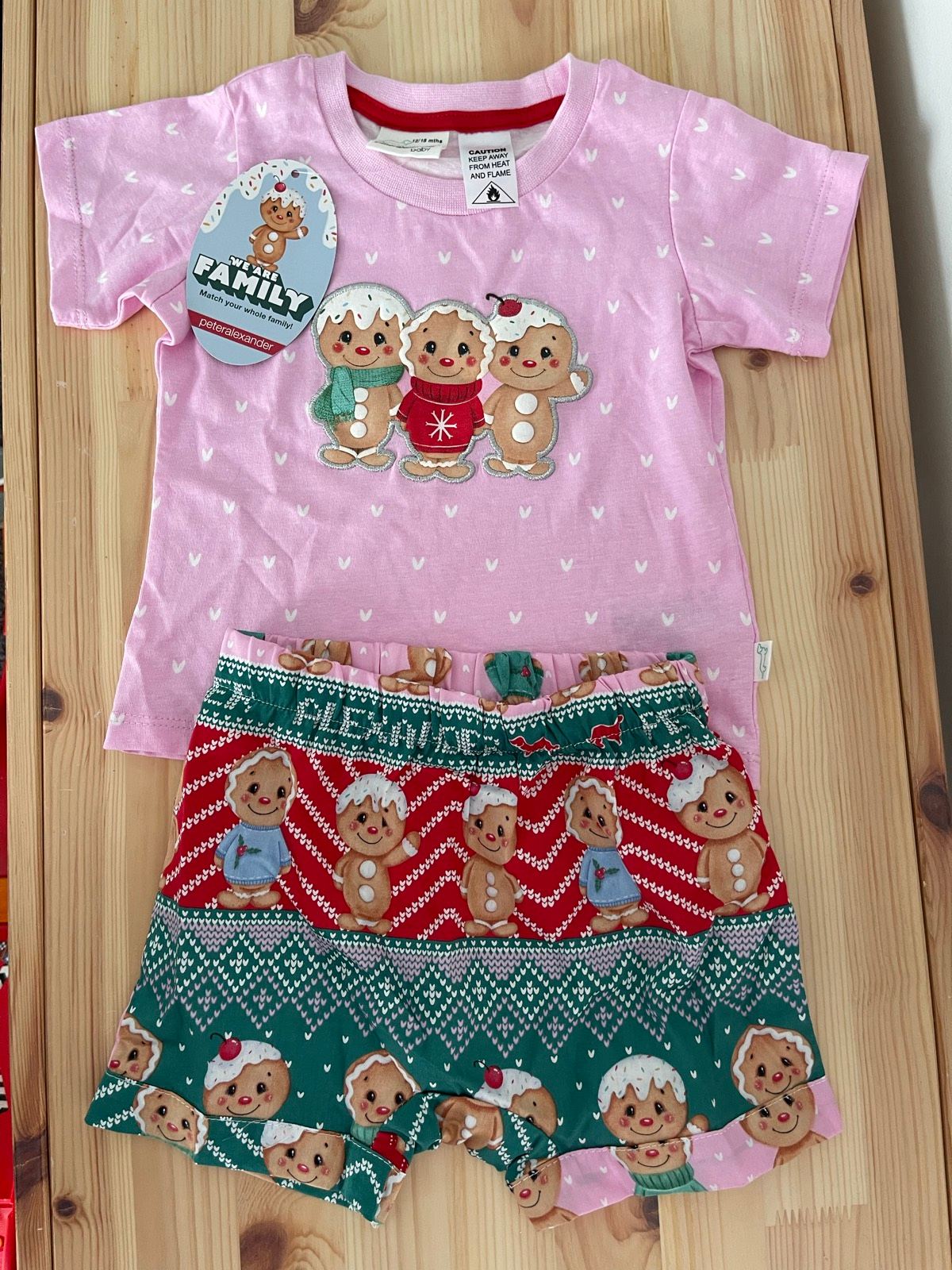 Peter Alexander girls pj set size 1 Christmas gingerbread man