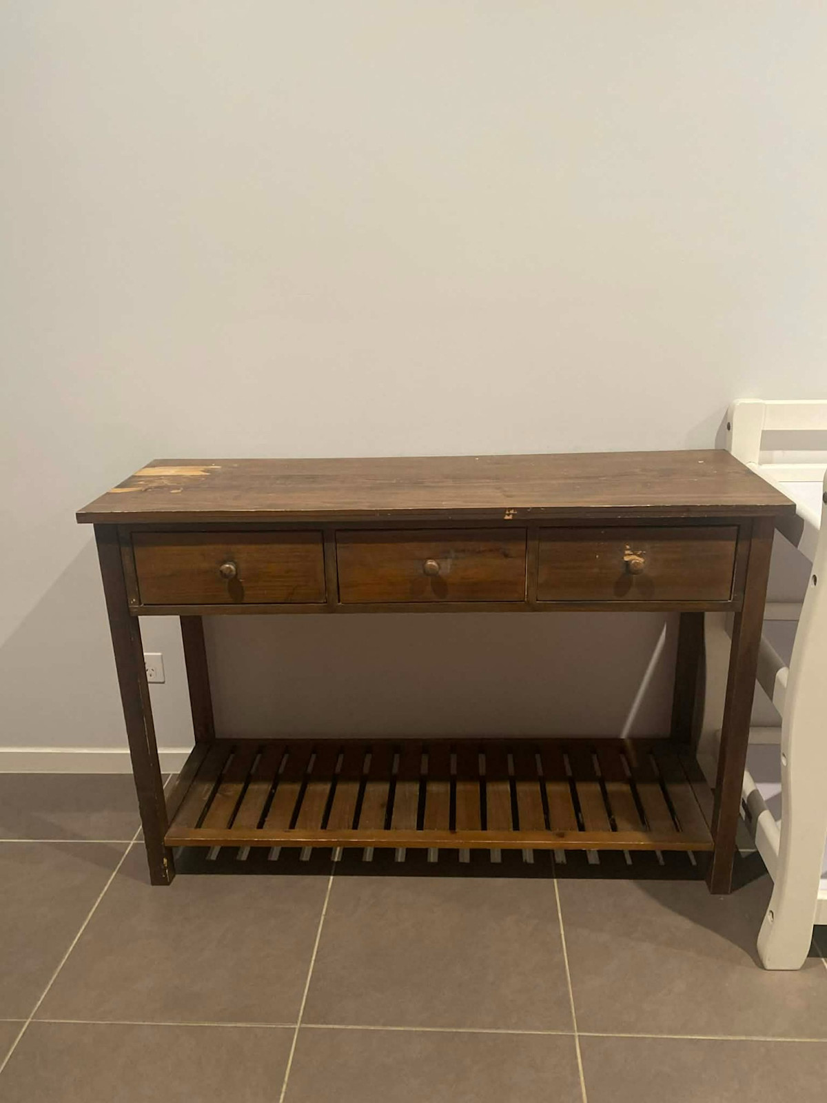 120cm Mango Wood Hall Table with 3 Drawers. Good Condition. Colebee ...