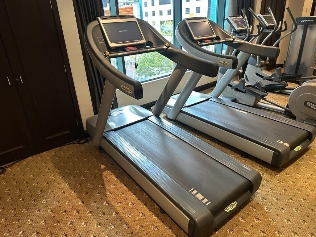 Technogym Gym Equipment, Lat Pulldown Machine, 18 Pairs Dumbbells - Gym ...