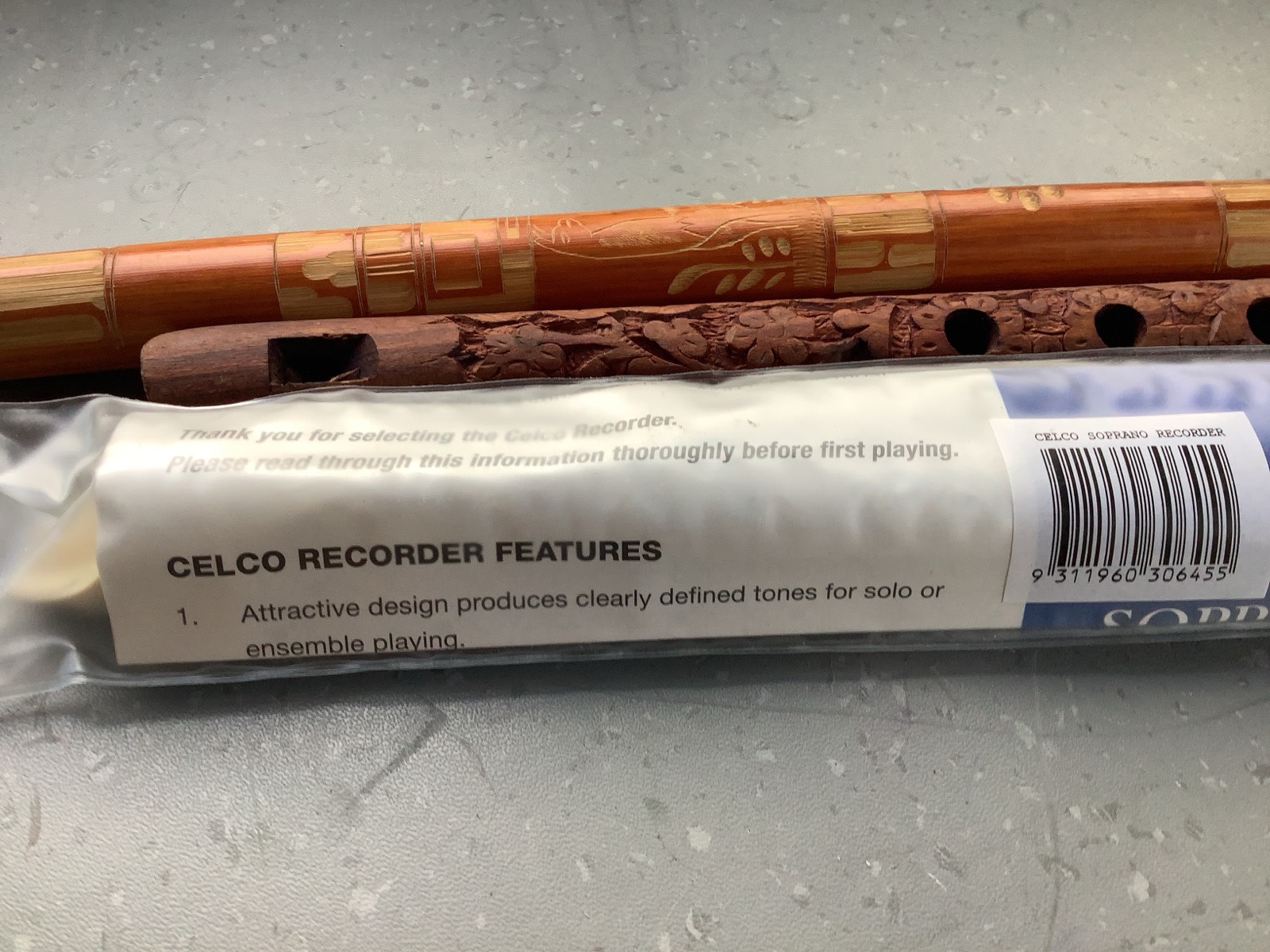 RECORDERS (2) carved wood + new Celco Recorder - Other Musical ...