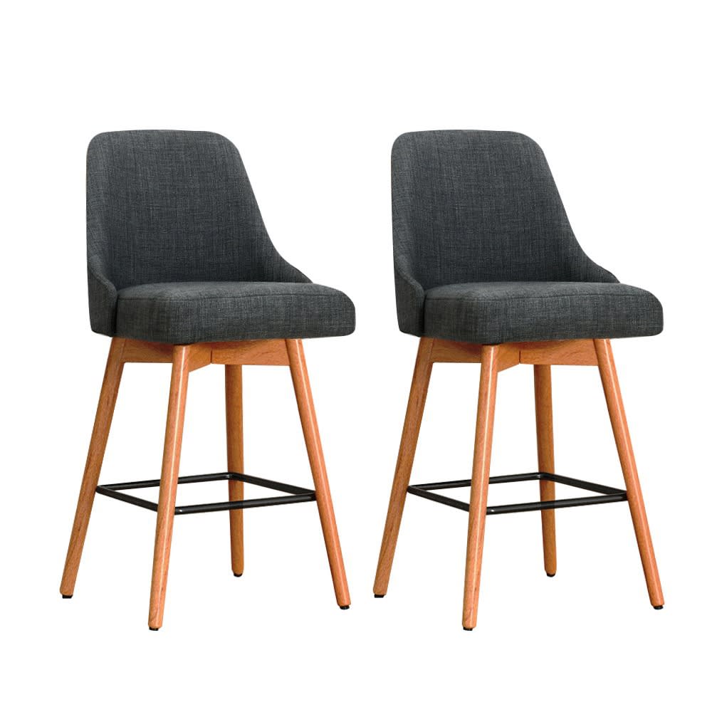 2x Bar Stools Swivel Seat Wooden Charcoal - Stools & Bar stools in ...