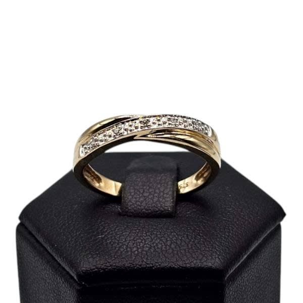 9K Yellow Gold Diamond Cross-Over Style Ring (81116) - Women's ...