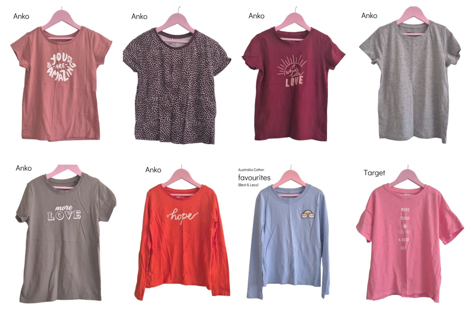 8 VGC girls size 9 long short sleeve tshirts Anko Target Best & Less ...